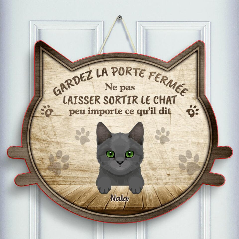 Gardez La Porte Fermée - Chat Plaque de porte Personnalisée en bois ...